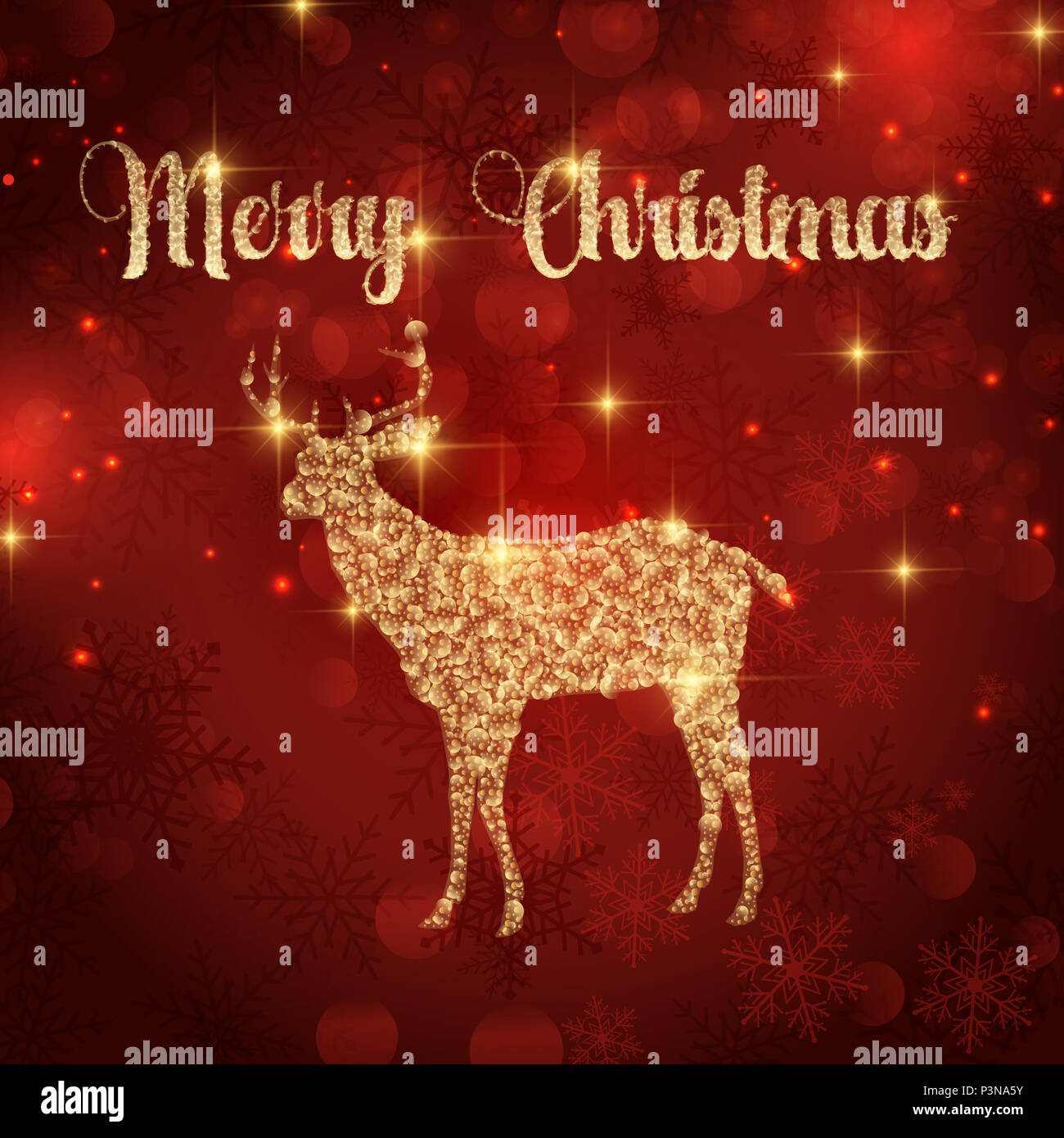 Christmas background with golden deer Stock Photo - Alamy