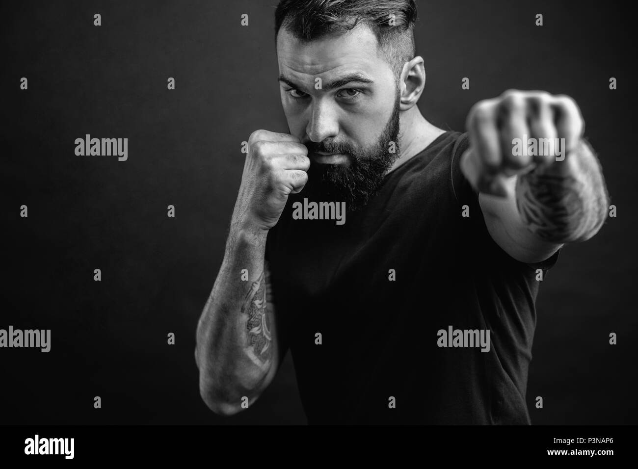 Fighting stance Black and White Stock Photos & Images - Alamy