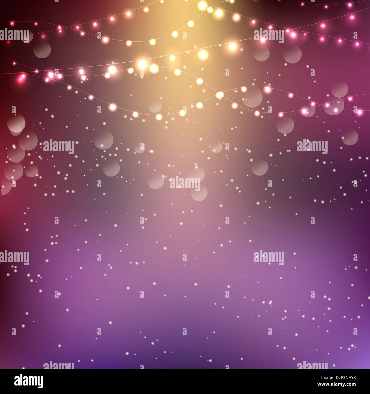 Christmas background with string lights Stock Photo - Alamy