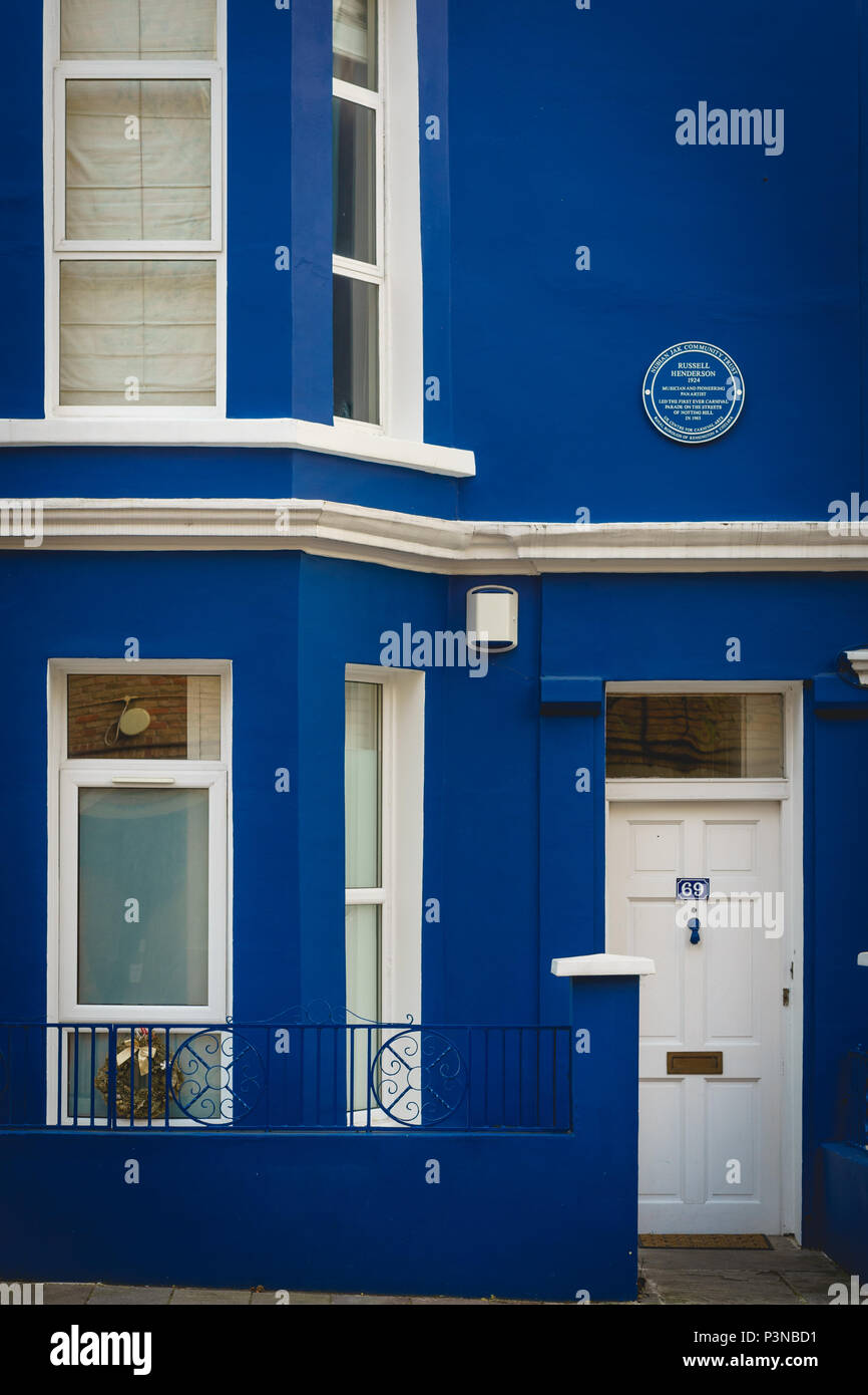 London, UK - December 2017. Typical coloured terraced houses in ...