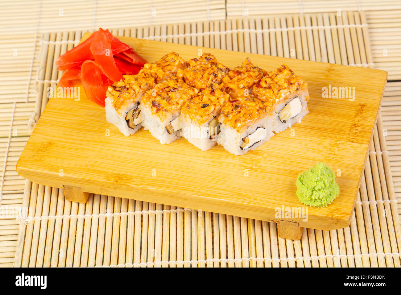 Delicious spicy eel sushi roll Stock Photo - Alamy