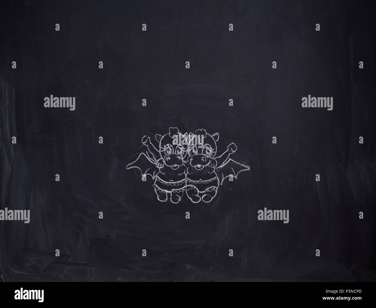 Conceptual photo of future dad drawing his imaginations about the ...