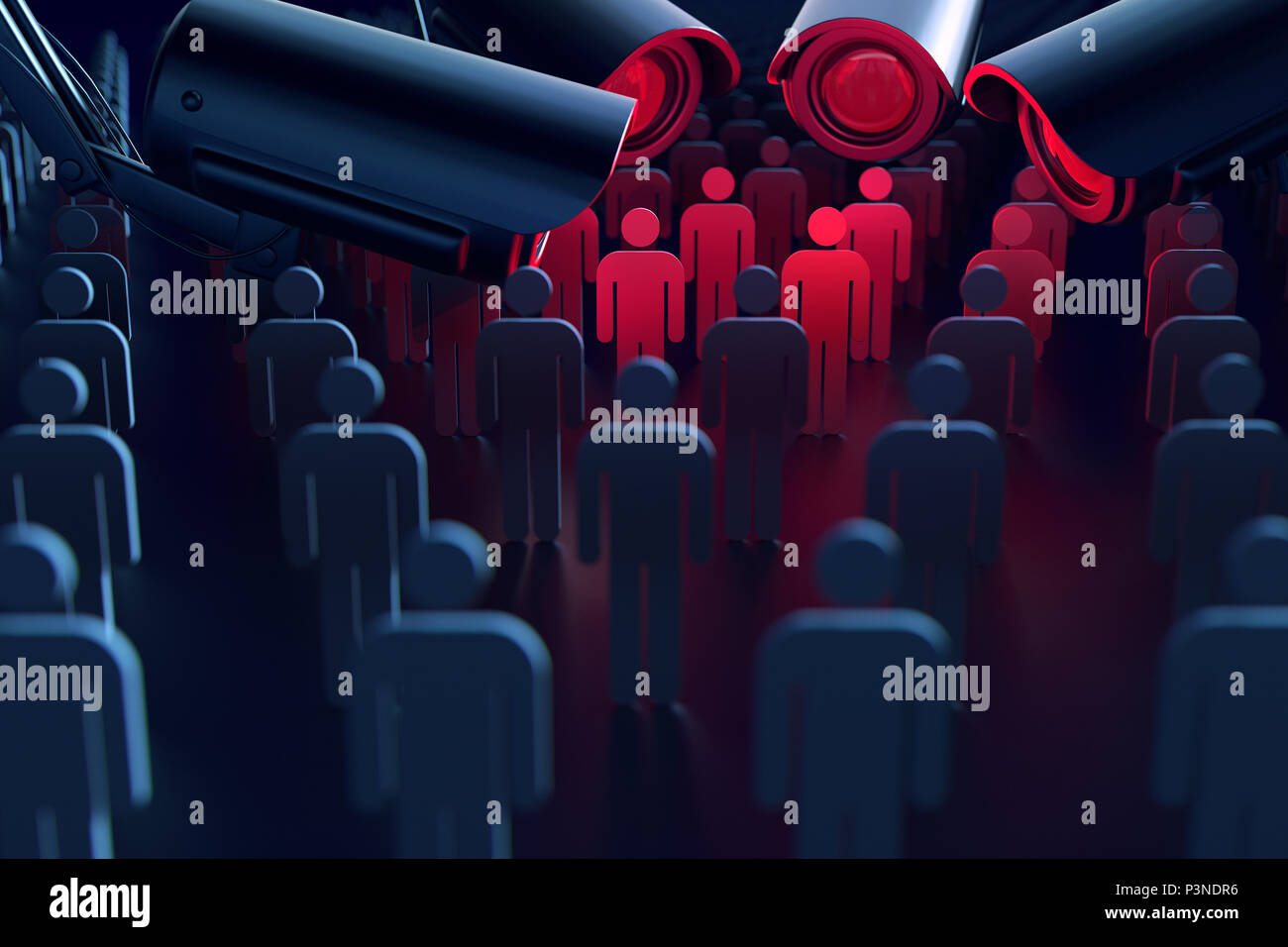 Cameras are spying citizens. The transparent society concept. 3D ...