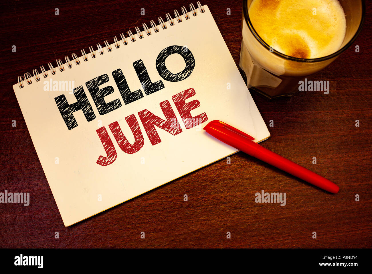 Words writing texts Hello June. Business concept for Starting a new ...