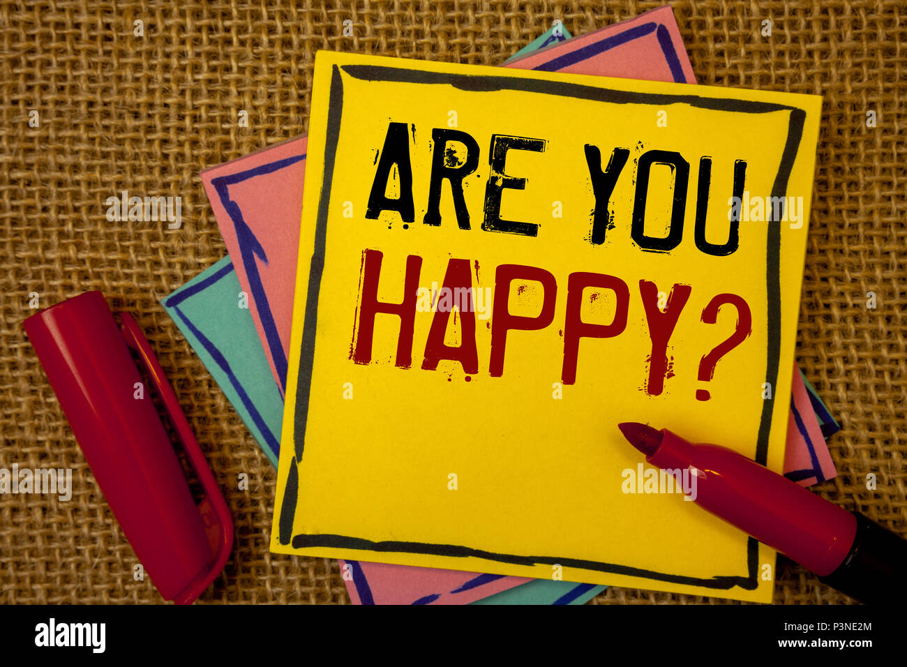 Handwriting textss Are You Happy Question. Concept meaning Motivation ...