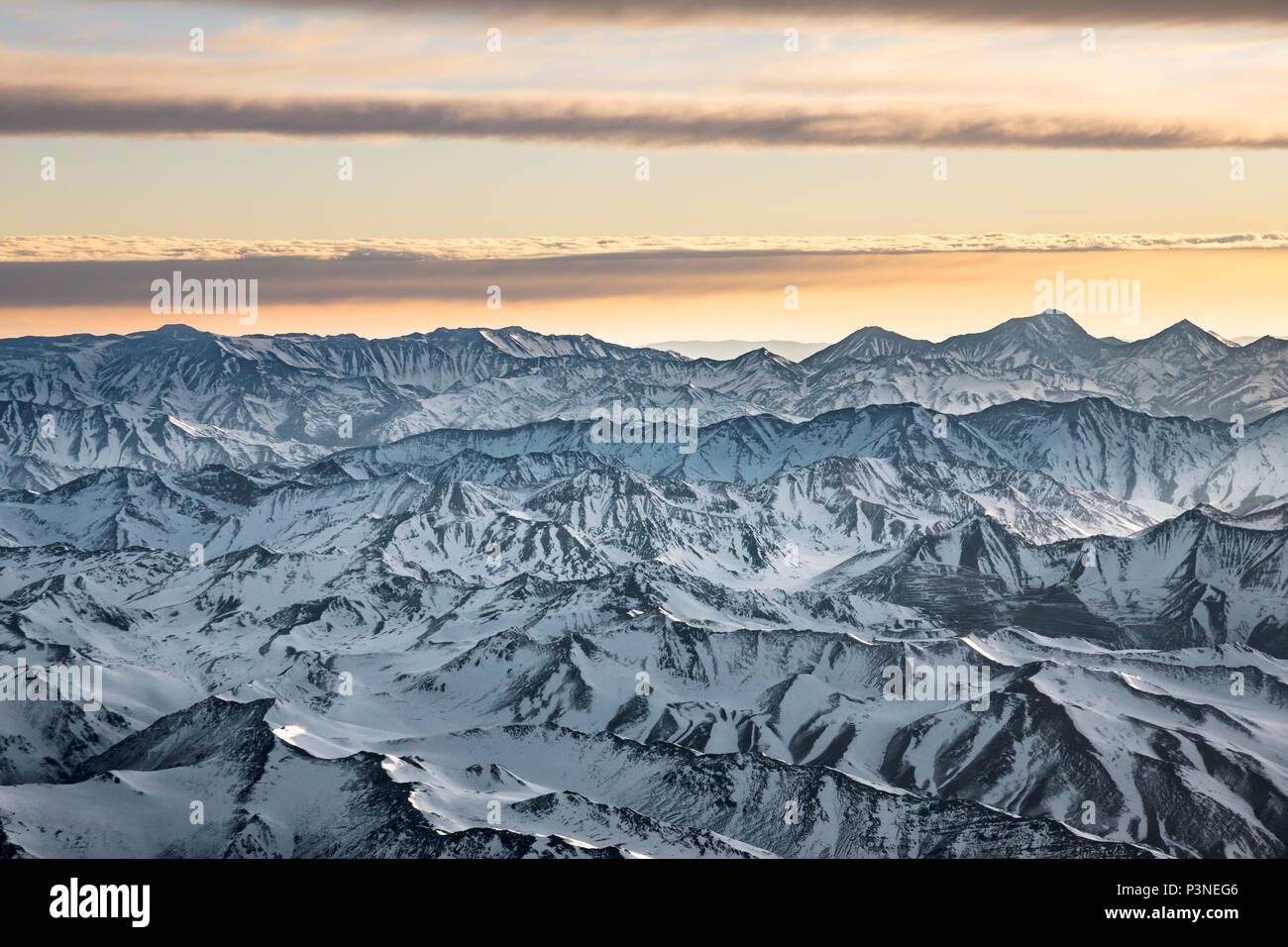 Snow-covered mountains in spring, Andes, Chile Stock Photo - Alamy
