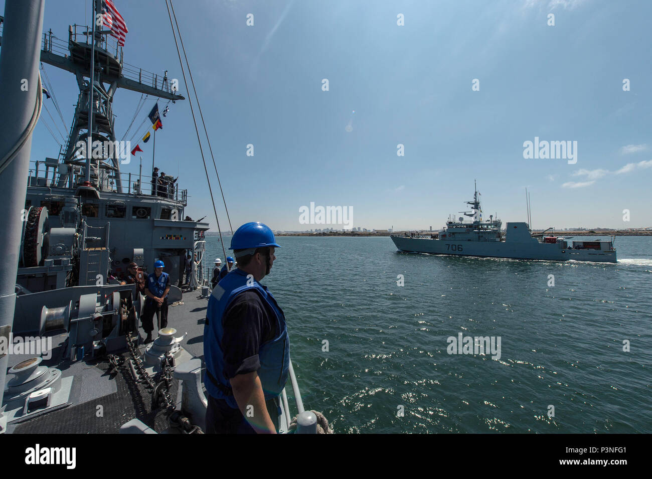 160715-N-DJ750-040 SAN DIEGO (July 15, 2016) Sailors aboard Avenger ...