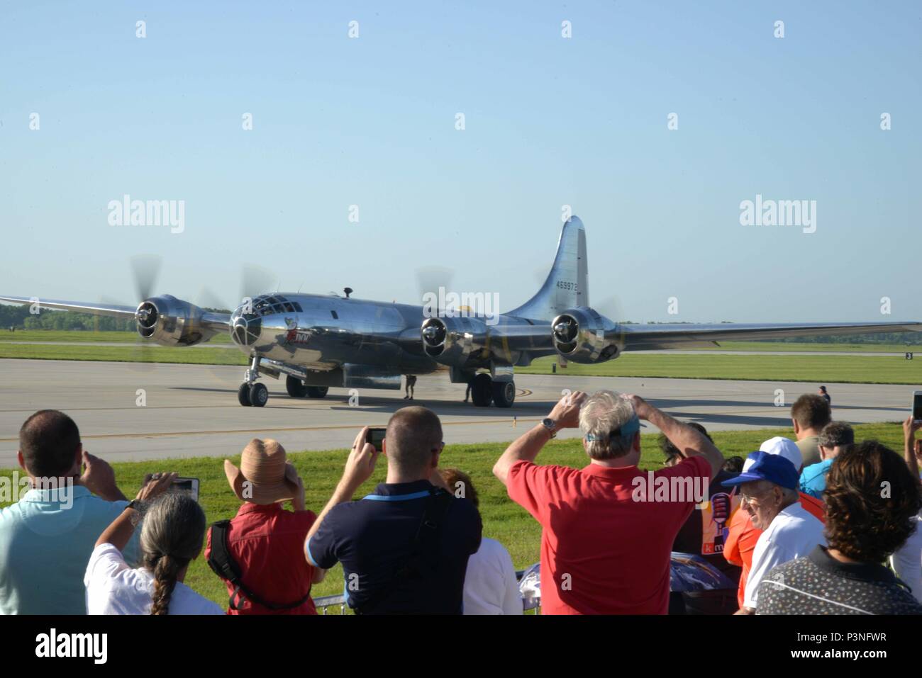 A B-29 Superfortress, known as ‘Doc,’ taxis before takeoff for its ...