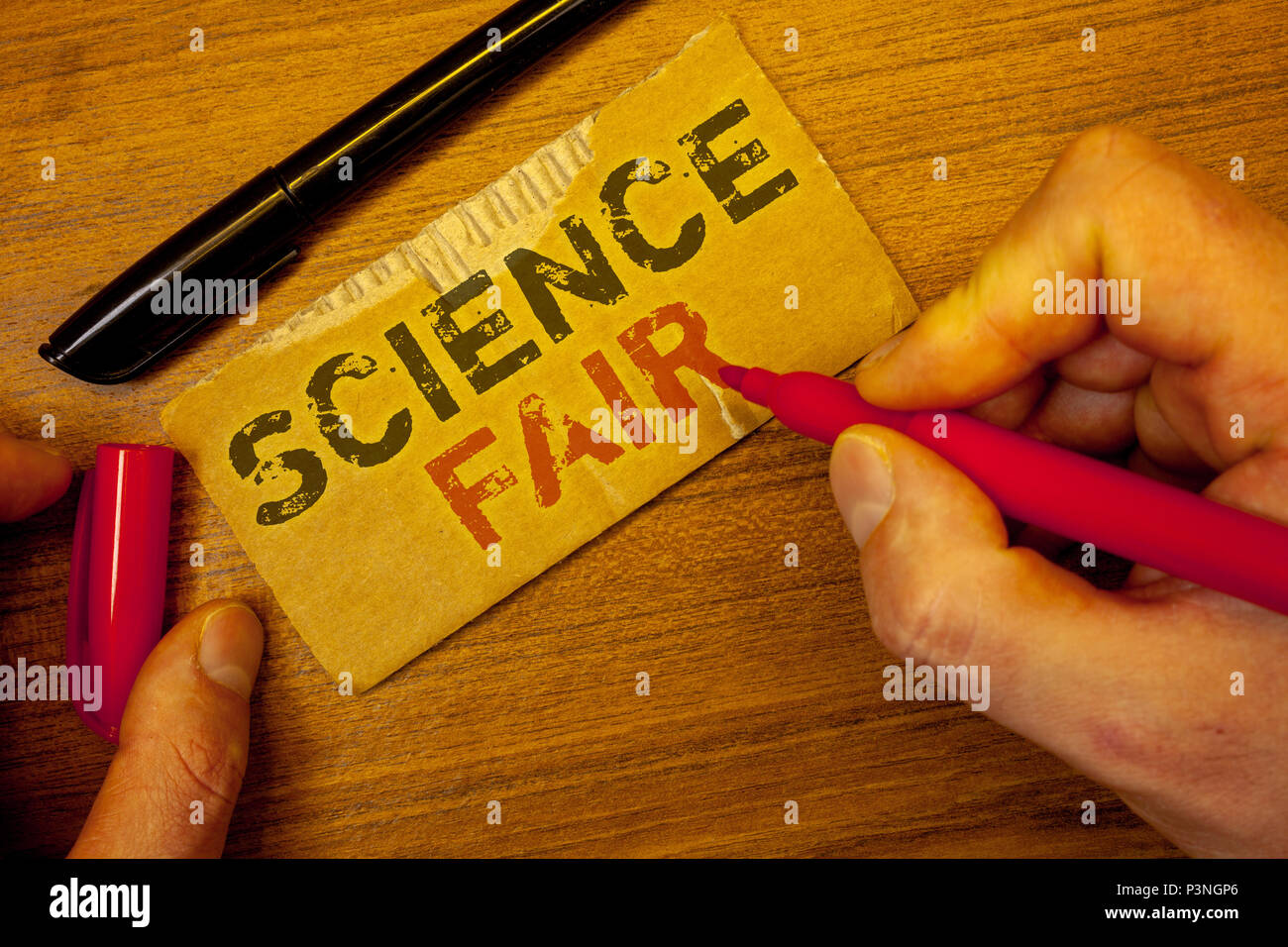 Writing note showing Science Fair. Business photo showcasing School ...