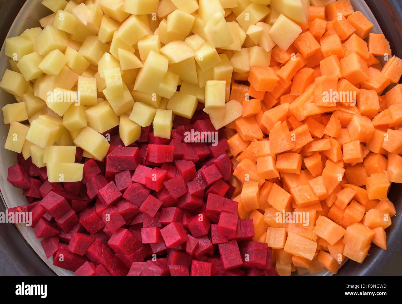 Vegetables for steaming. Mixed cubes of vegetables. Healthy food Stock ...