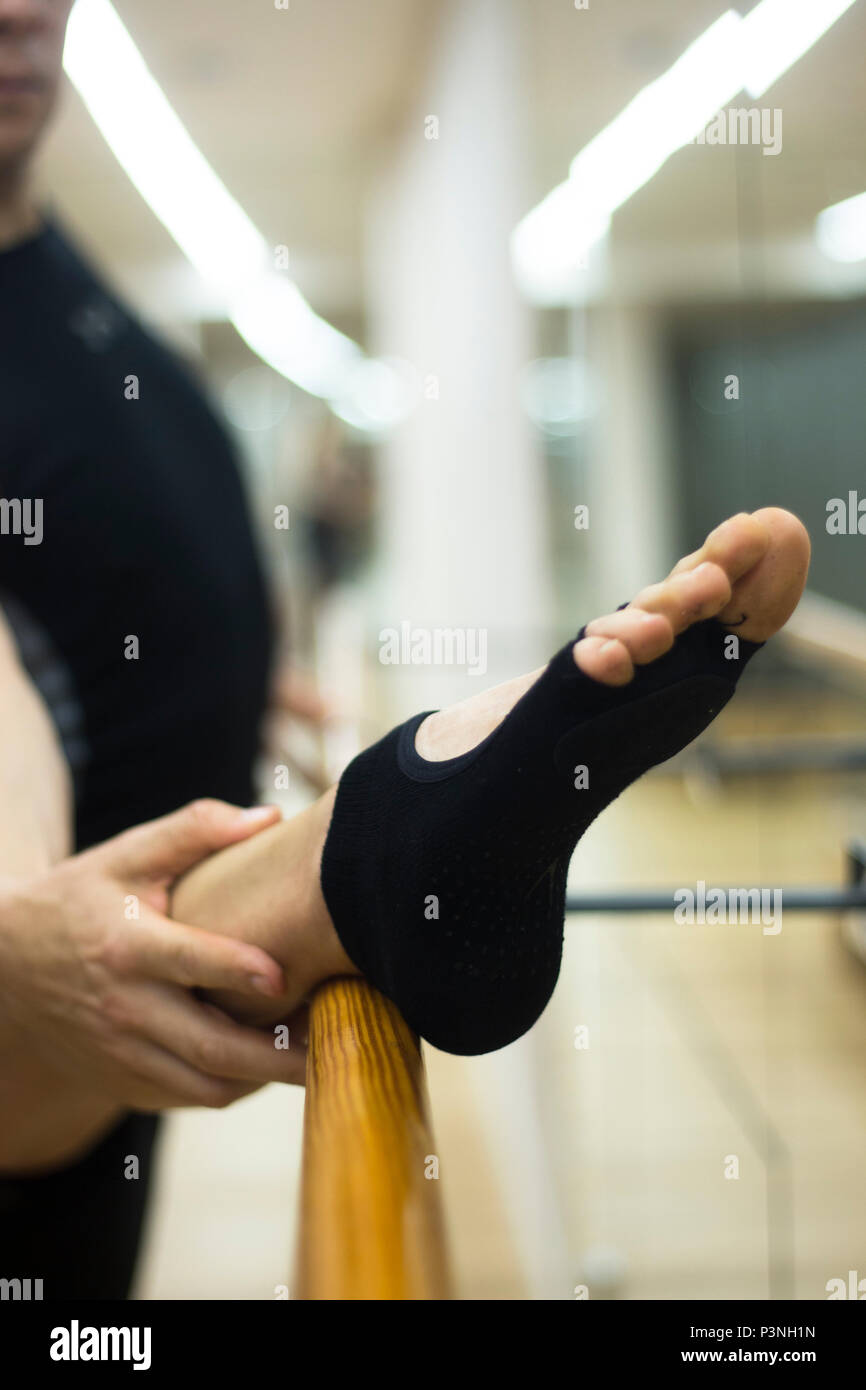 Pilates and ballet fitness stretching and yoga studio gym bar equipment ...