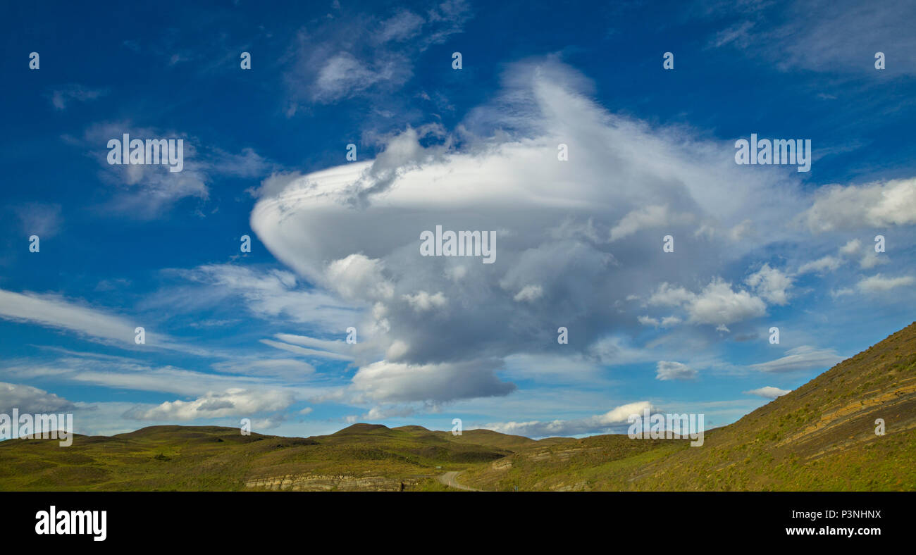 Lenticular and cumulus clouds, Torres del Paine National Park ...