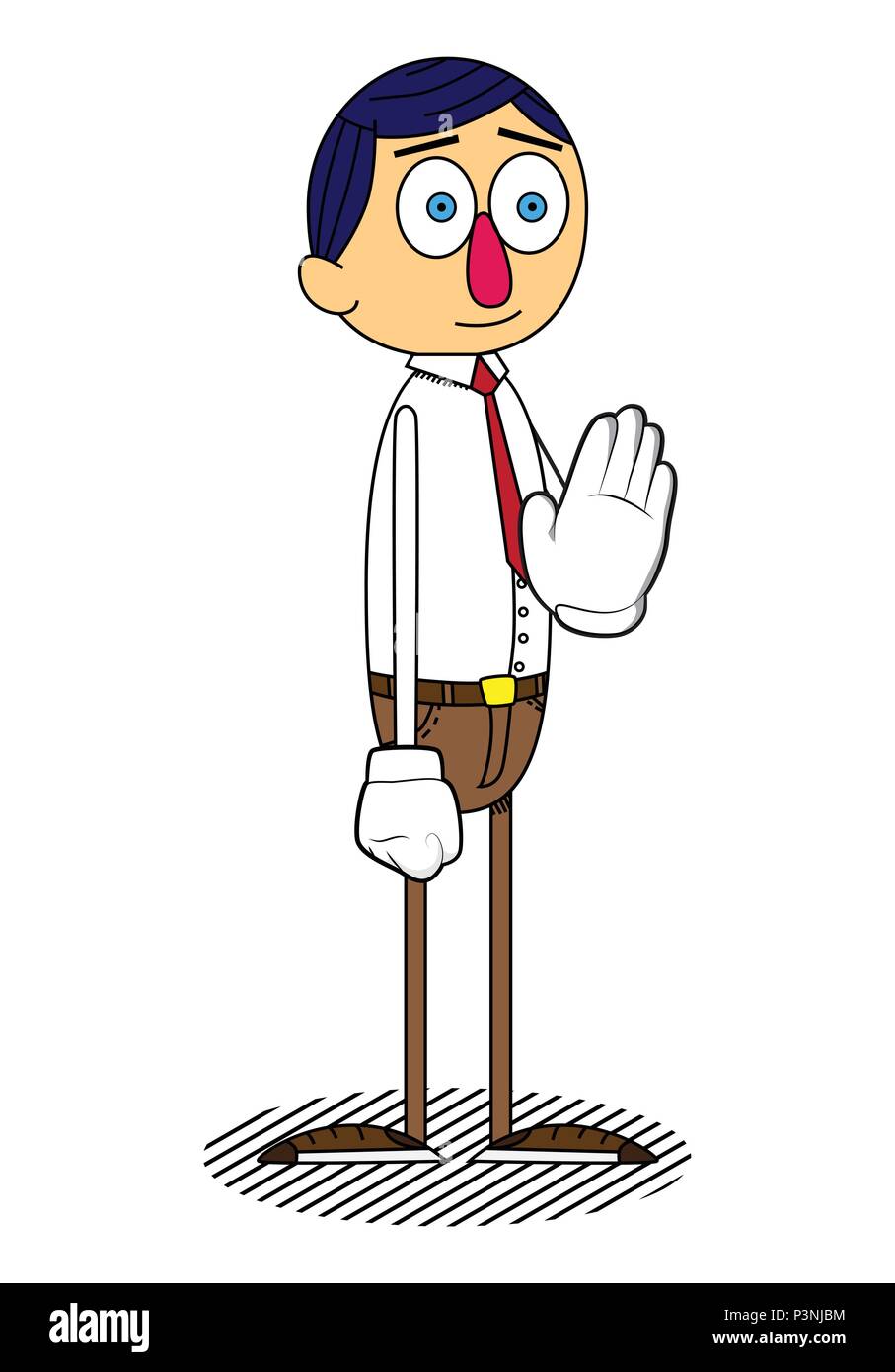 Simple retro cartoon of a businessman showing deny or refuse hand ...