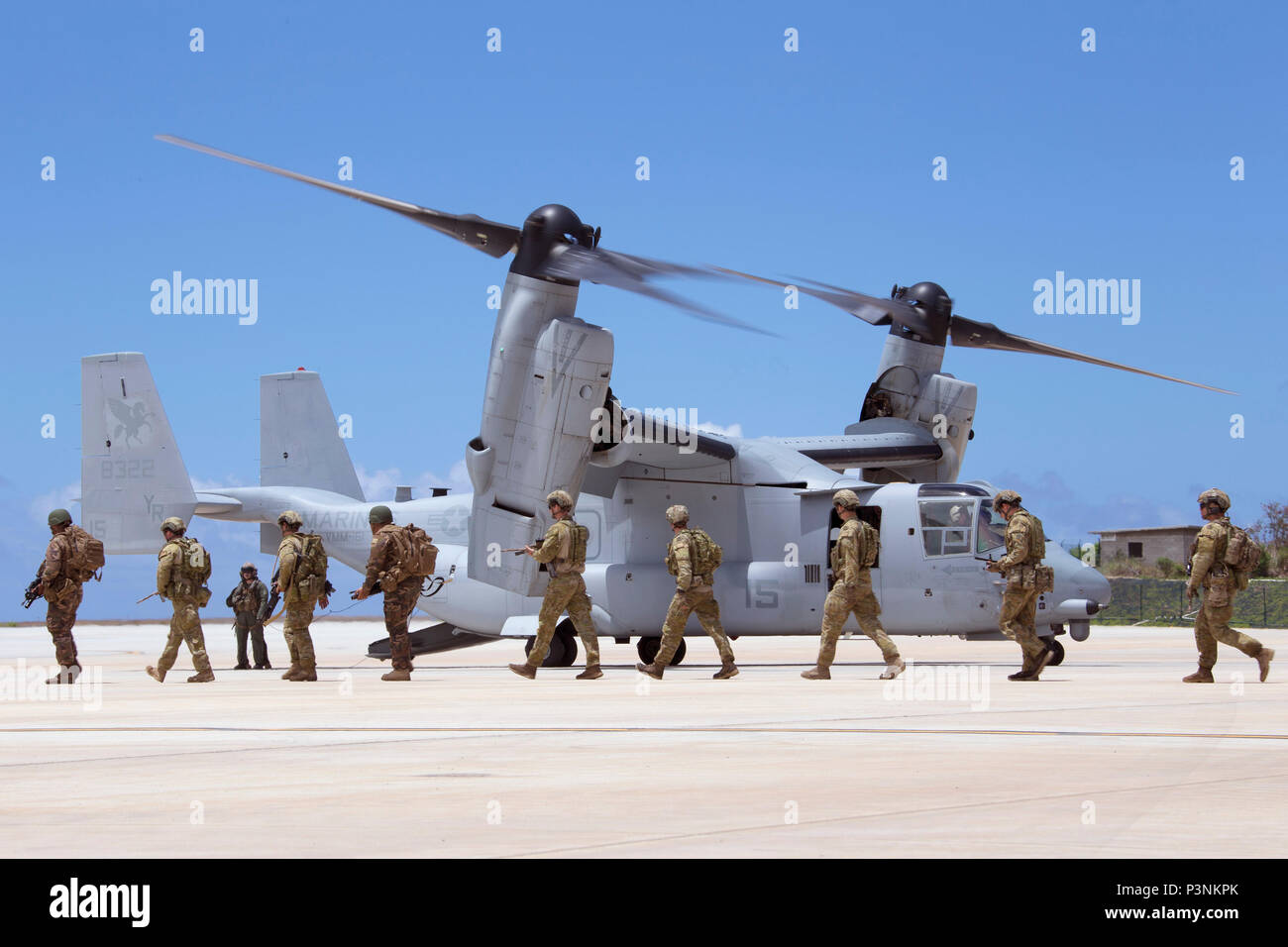 Australian Army and Tongan soldiers prepare to board a United States ...