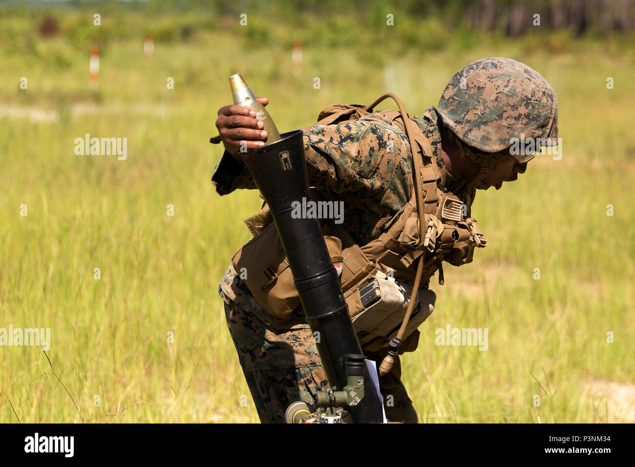 Pfc. Barnabas Madison, an assistant gunner with 81mm Mortar Platoon ...