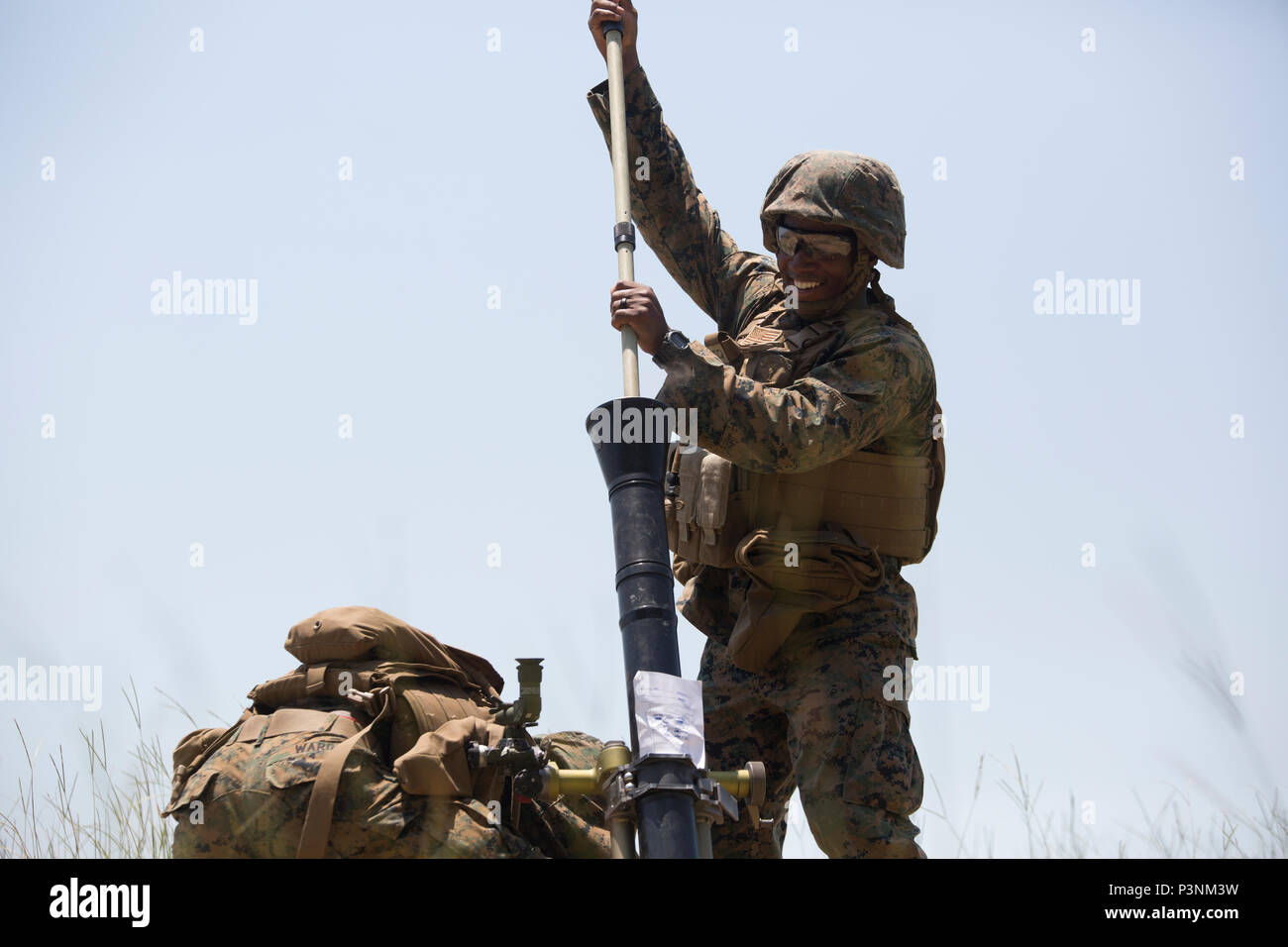 A Marine with 81mm Mortar Platoon, Weapons Company, 3rd Battalion, 6th ...