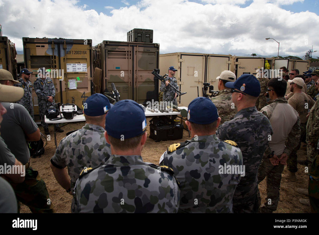 Petty Officer Clearance Diver Travers Smith explains the equipment used ...
