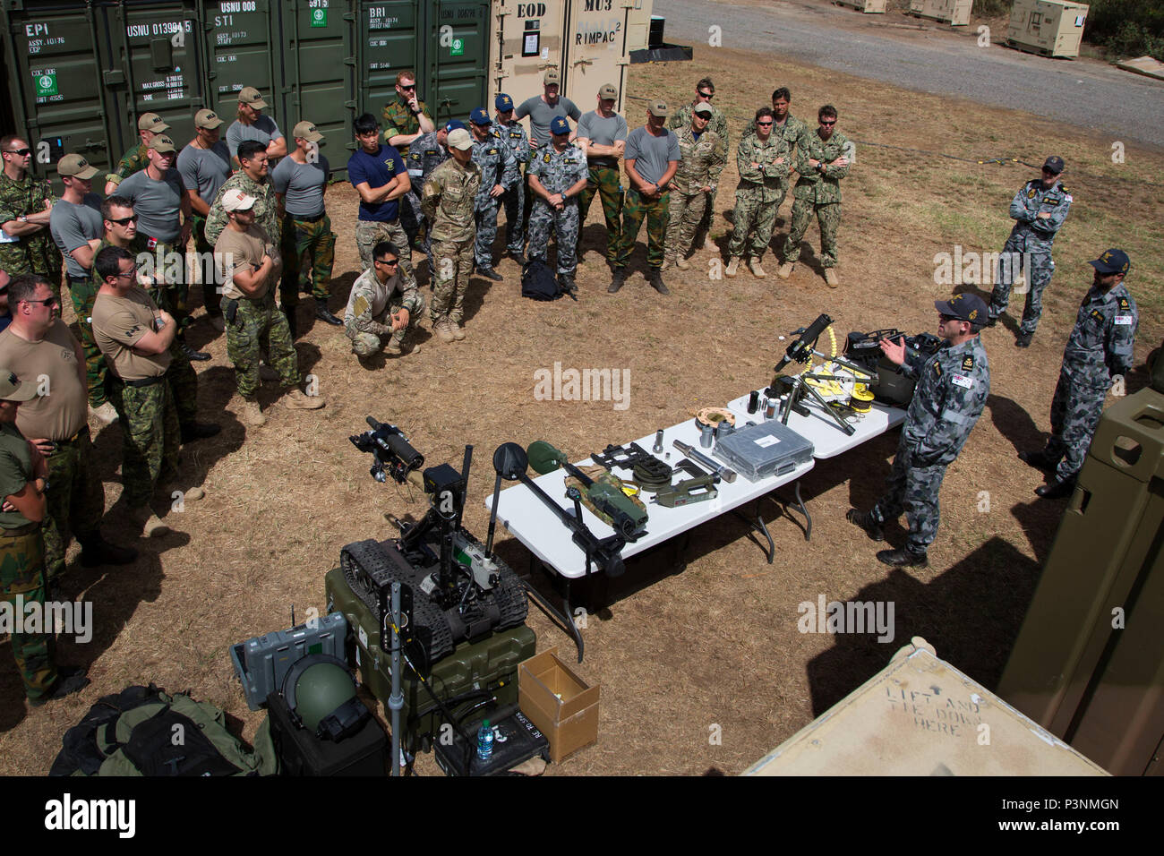 Petty Officer Clearance Diver Kevin Grinham explains the equipment used ...