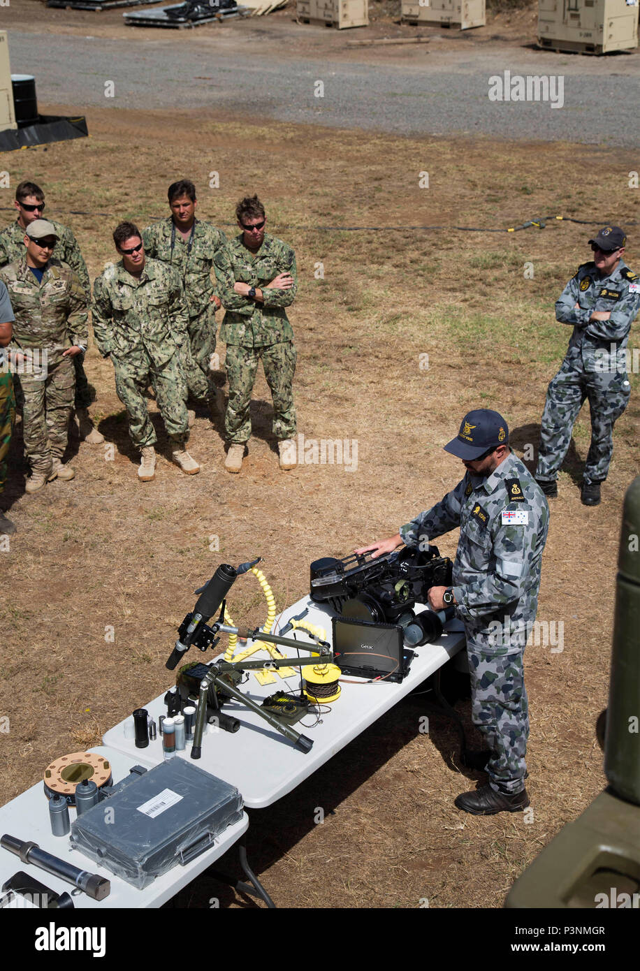 Chief Petty Officer Clearance Diver Ash Koning explains the equipment ...