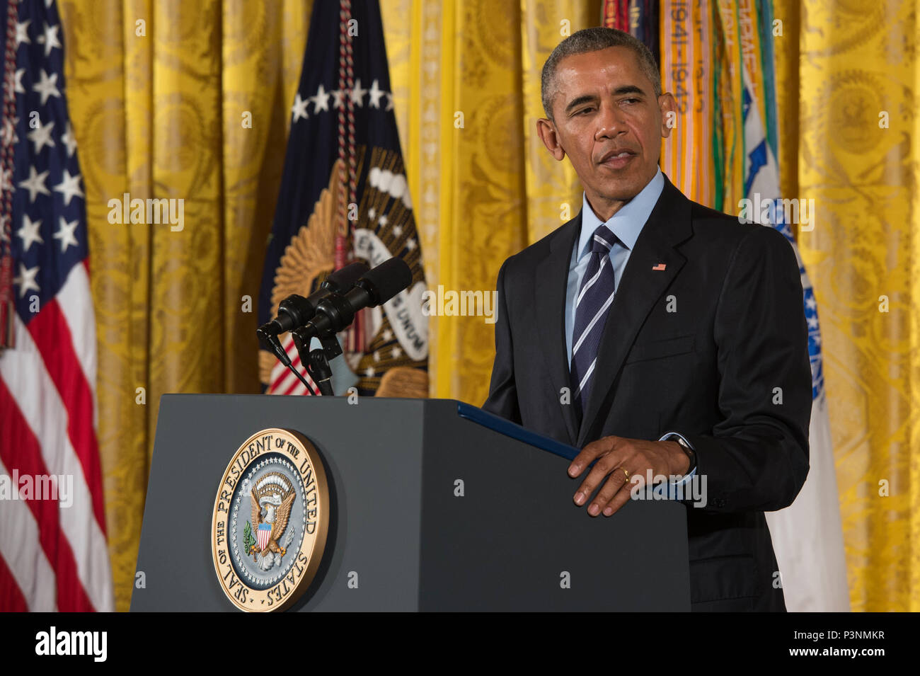 President Barack Obama addresses the audience during a Medal of Honor ...