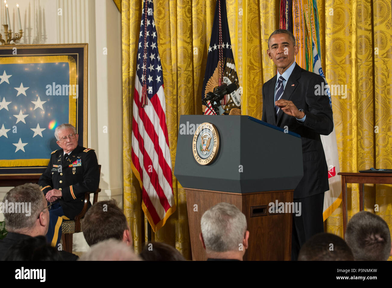 President Barack Obama addresses the audience during a Medal of Honor ...
