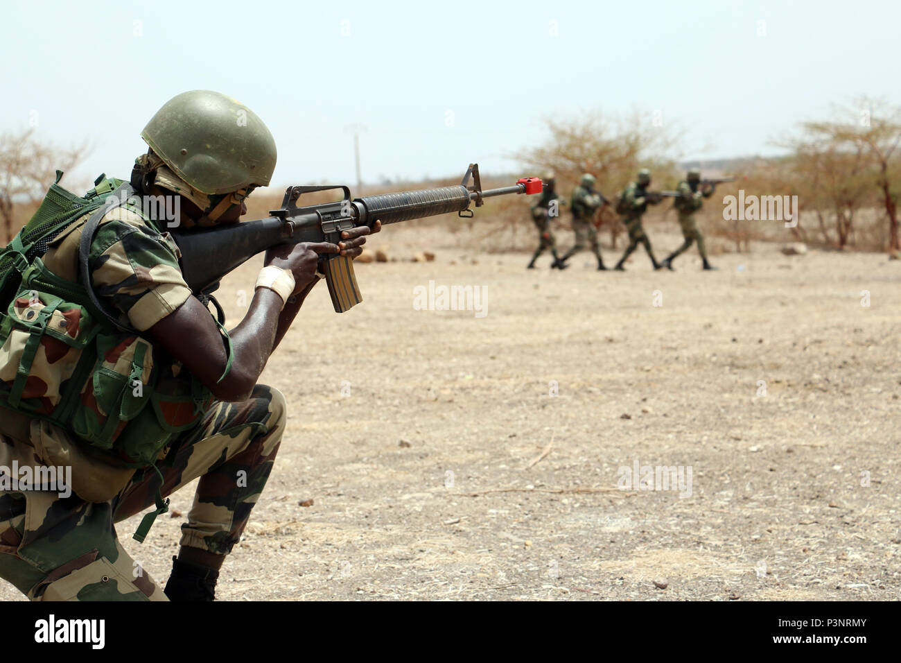 A Senegalese soldier with the 1st Paratrooper Battalion provides ...