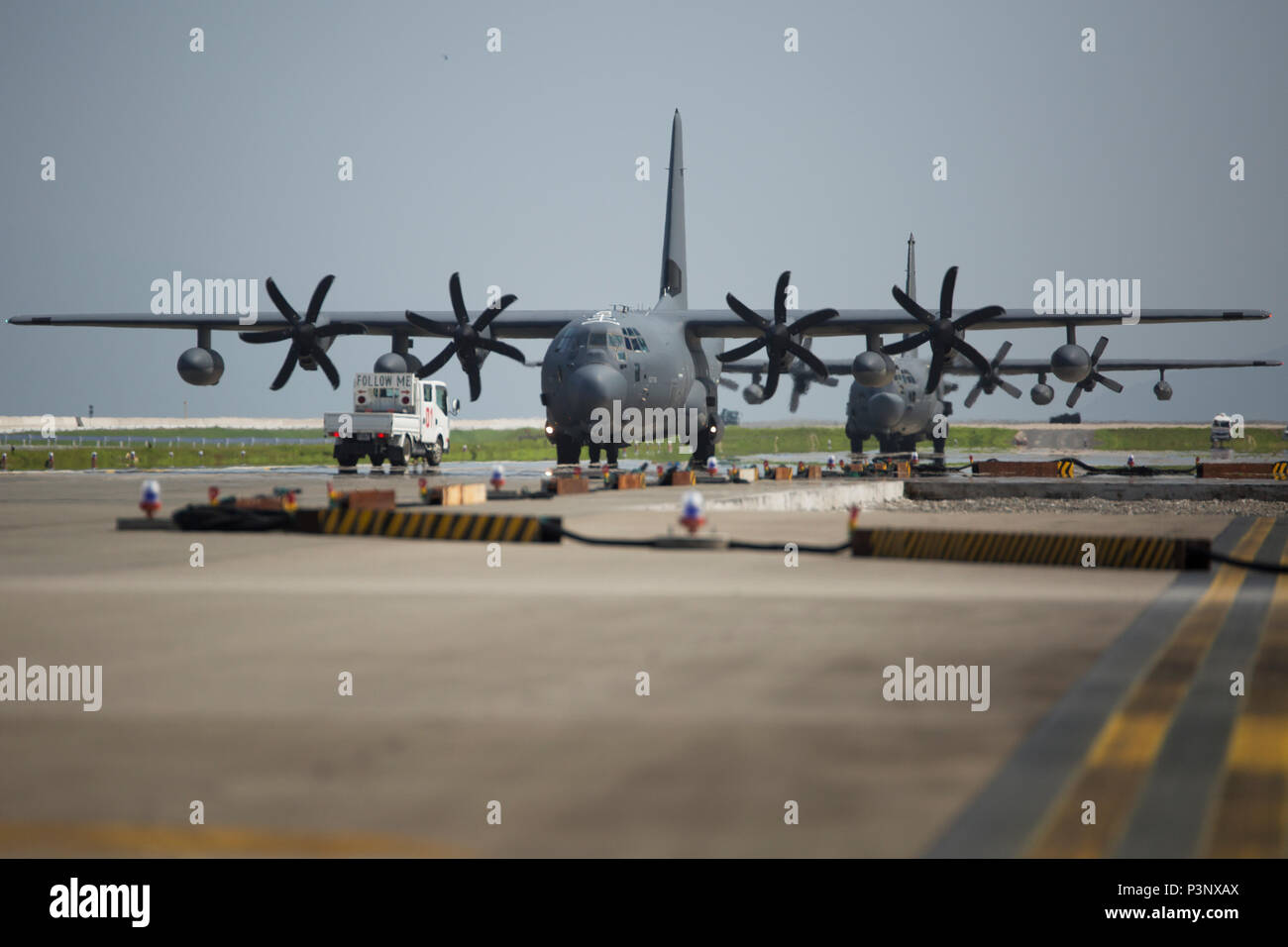 Two U.S. Air Force MC-130J Commando II aircraft stationed out of Kadena ...
