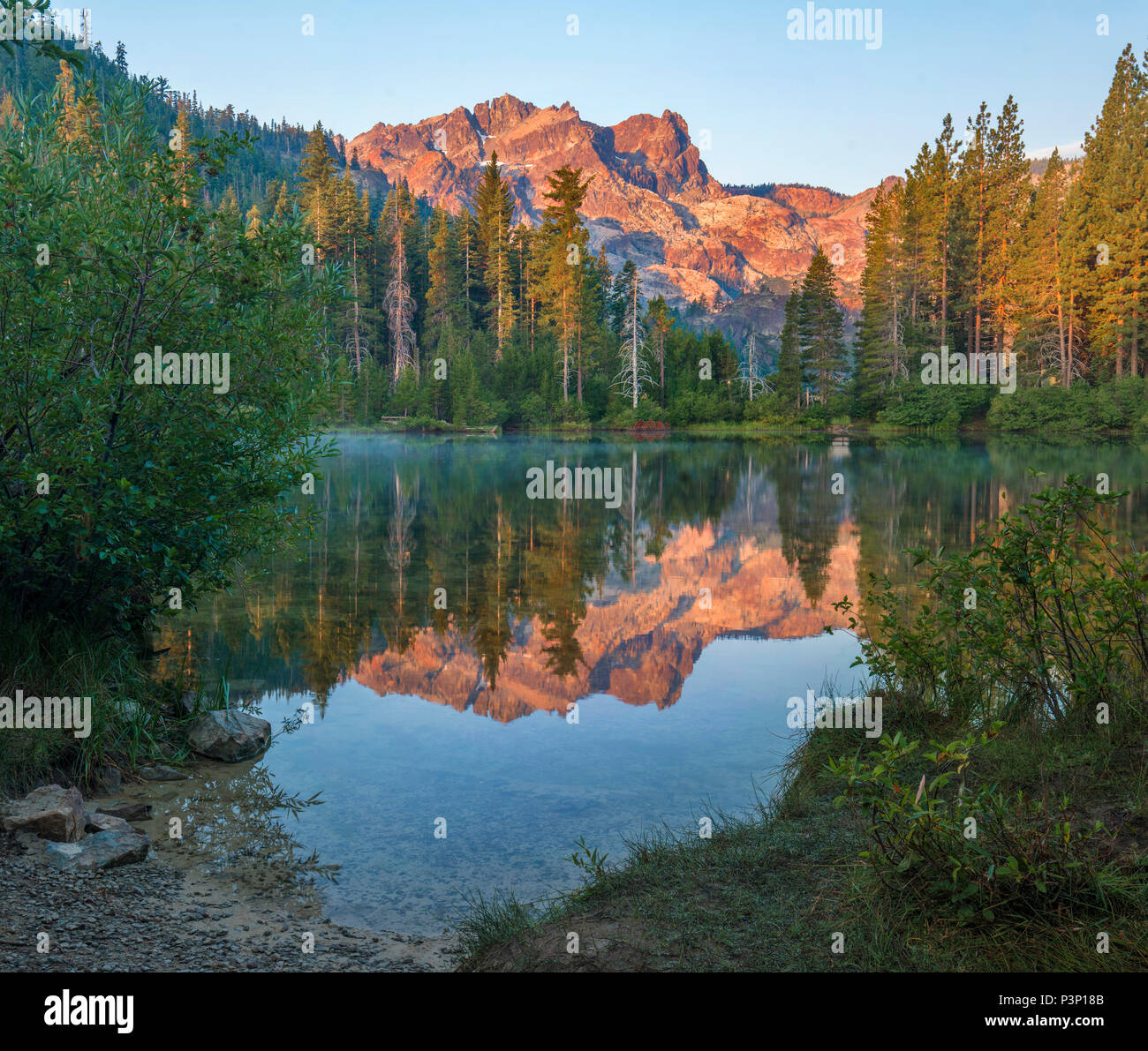 Sierra Buttes from Sand Pond, Tahoe National Forest, California Stock ...