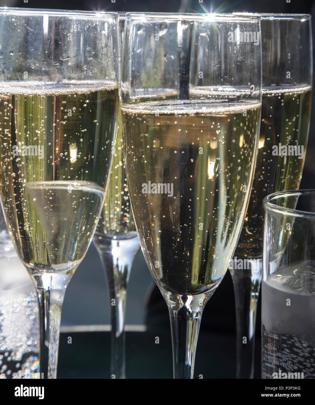 Glasses of Champagne at an event Stock Photo - Alamy
