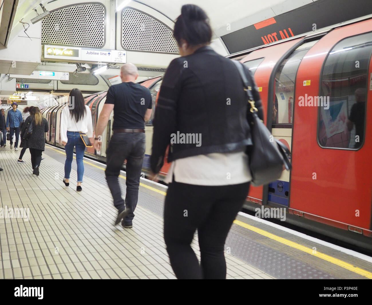 LONDON, UK - CIRCA JUNE 2018: London Underground Tube station platform ...