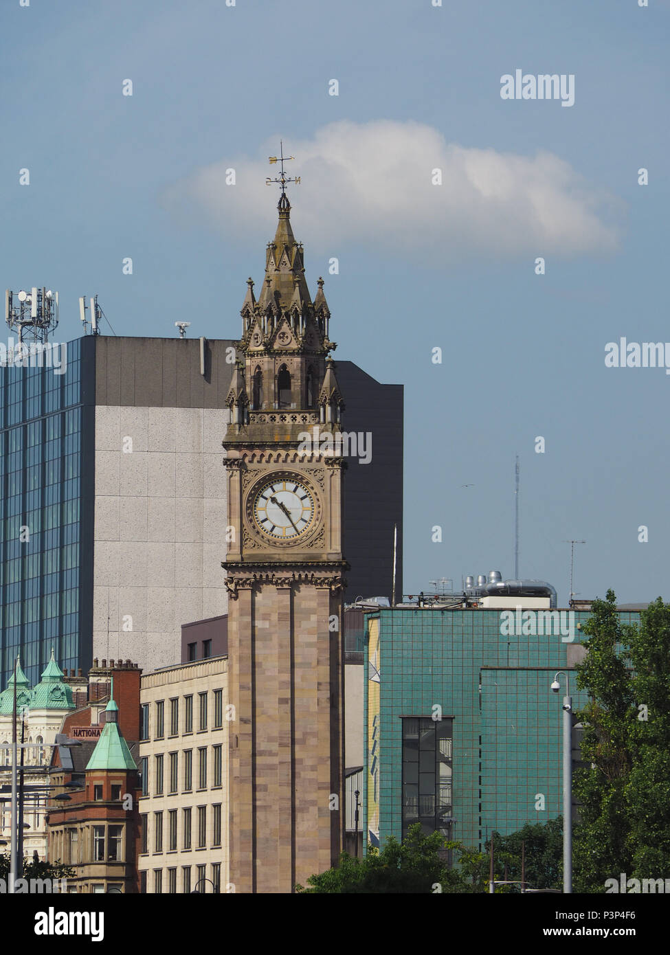 Albert Memorial Clock (aka Albert Clock) tower in Belfast, UK Stock ...