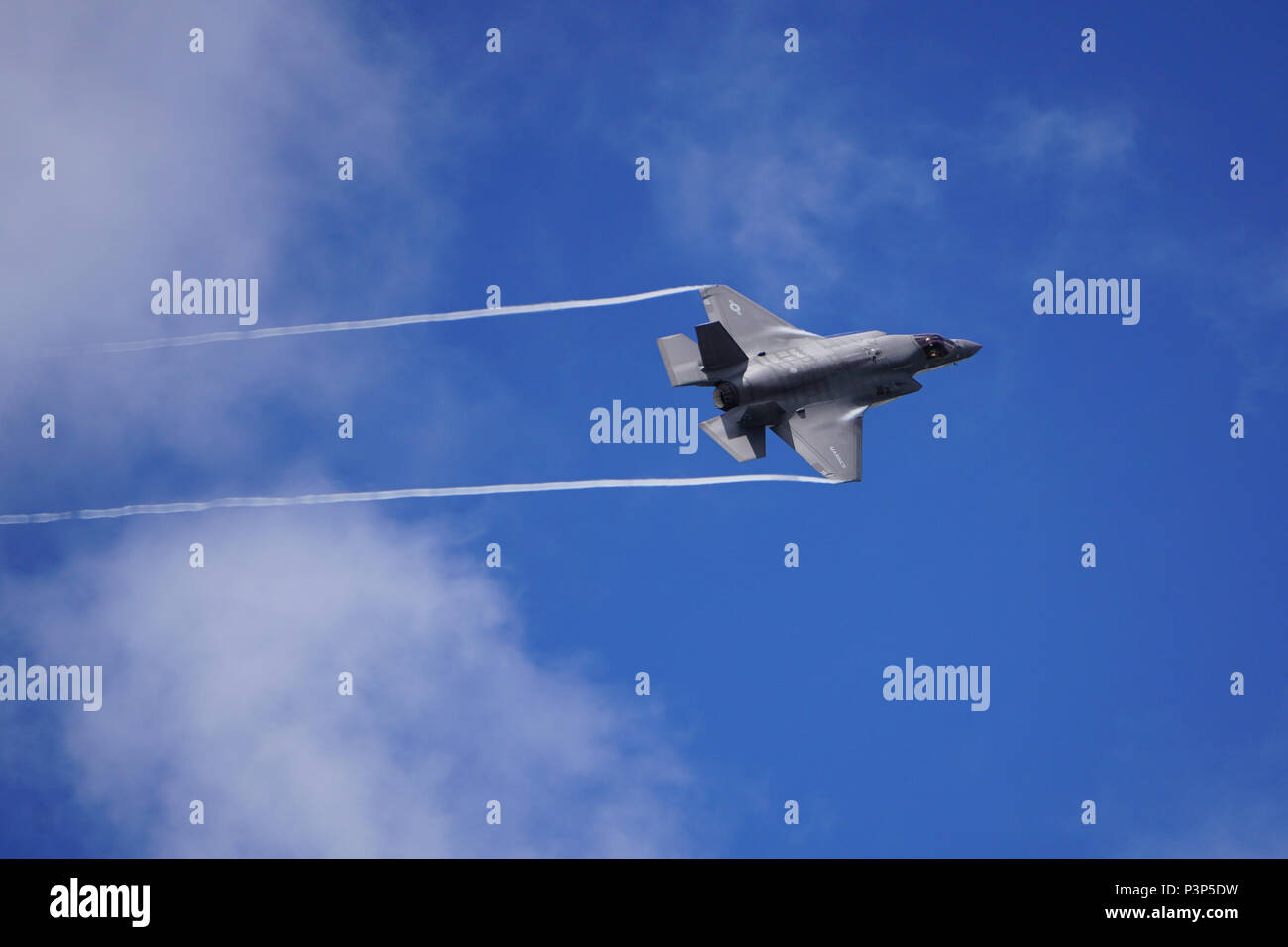 An F-35B Lightning II performs an aerial demonstration at the ...