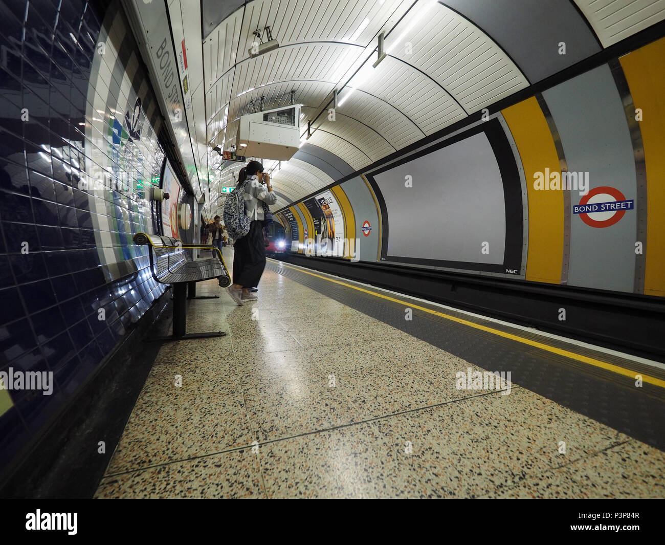 LONDON, UK - CIRCA JUNE 2018: London Underground Tube station platform ...
