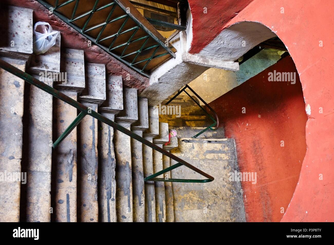 ISTANBUL, TURKEY - MAY 25 : View of a staircase in a courtyard in the ...