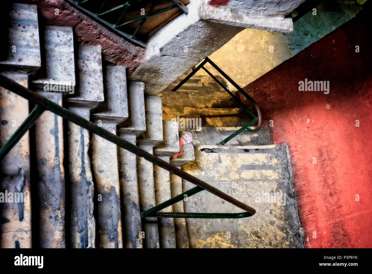 ISTANBUL, TURKEY - MAY 25 : View of a staircase in a courtyard in the ...