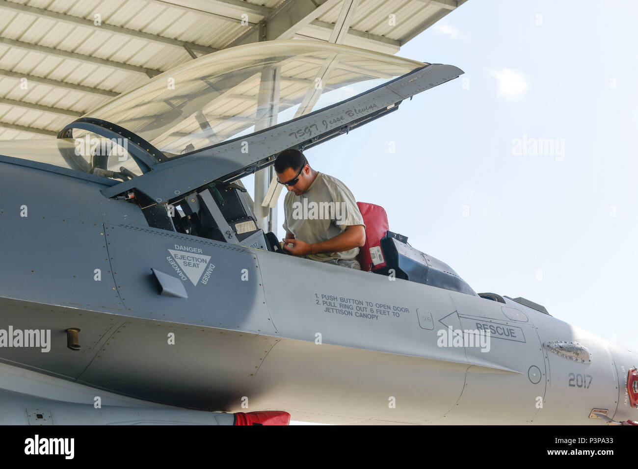 Master Sgt. John Gardner, 138th Maintenance Squadron, conducts an ...