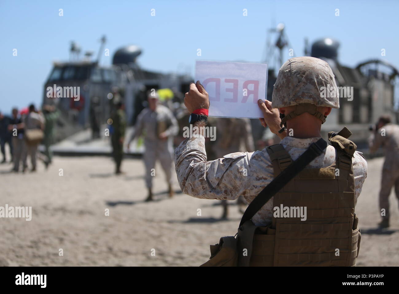 U.S. Marines with Landing Support Company, 1st Transportation Support ...
