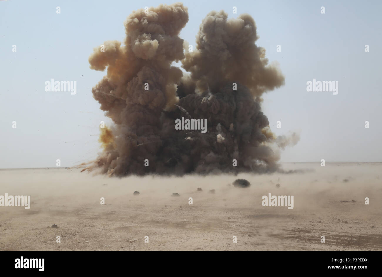 An anti-personnel obstacle breaching system destroys ordinance during ...