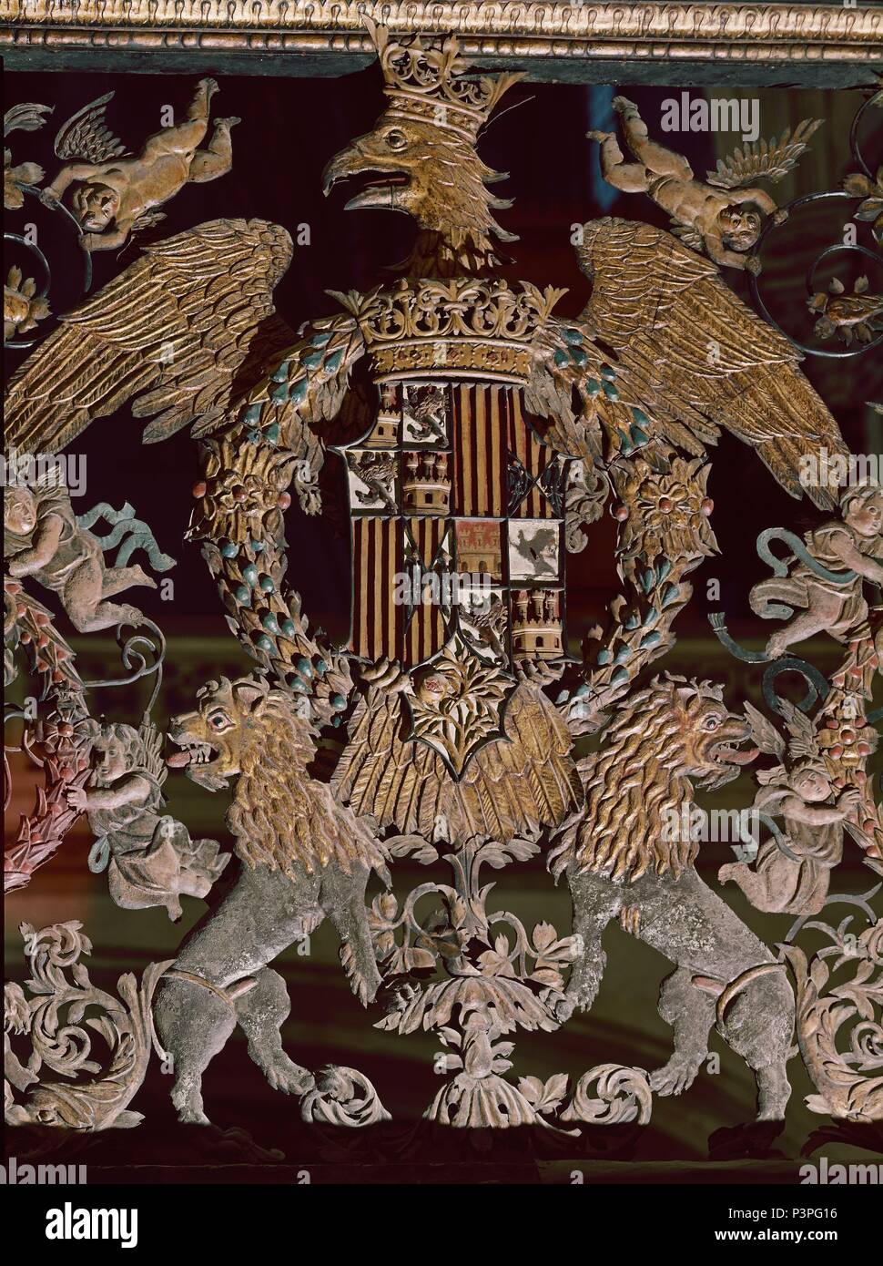 Spanish school. Spanish Catholic Kings' coat of arms. Granada, Royal ...