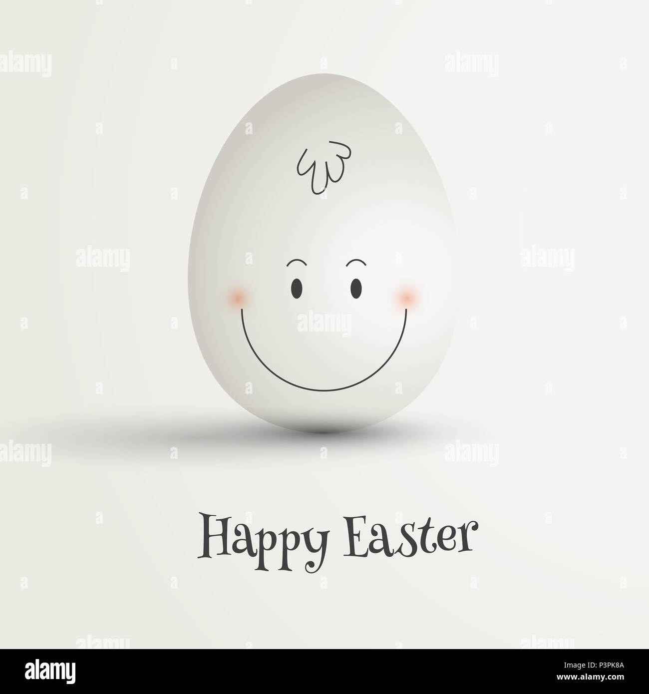 Easter egg with cute hand drawn happy face Stock Photo - Alamy