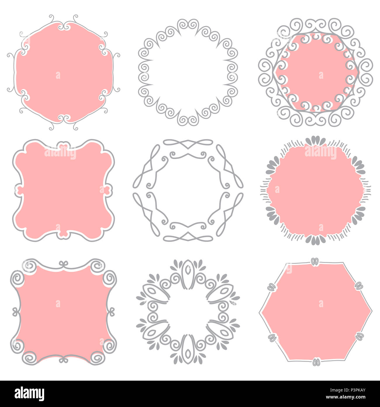 Collection of cute hand drawn frames Stock Photo - Alamy