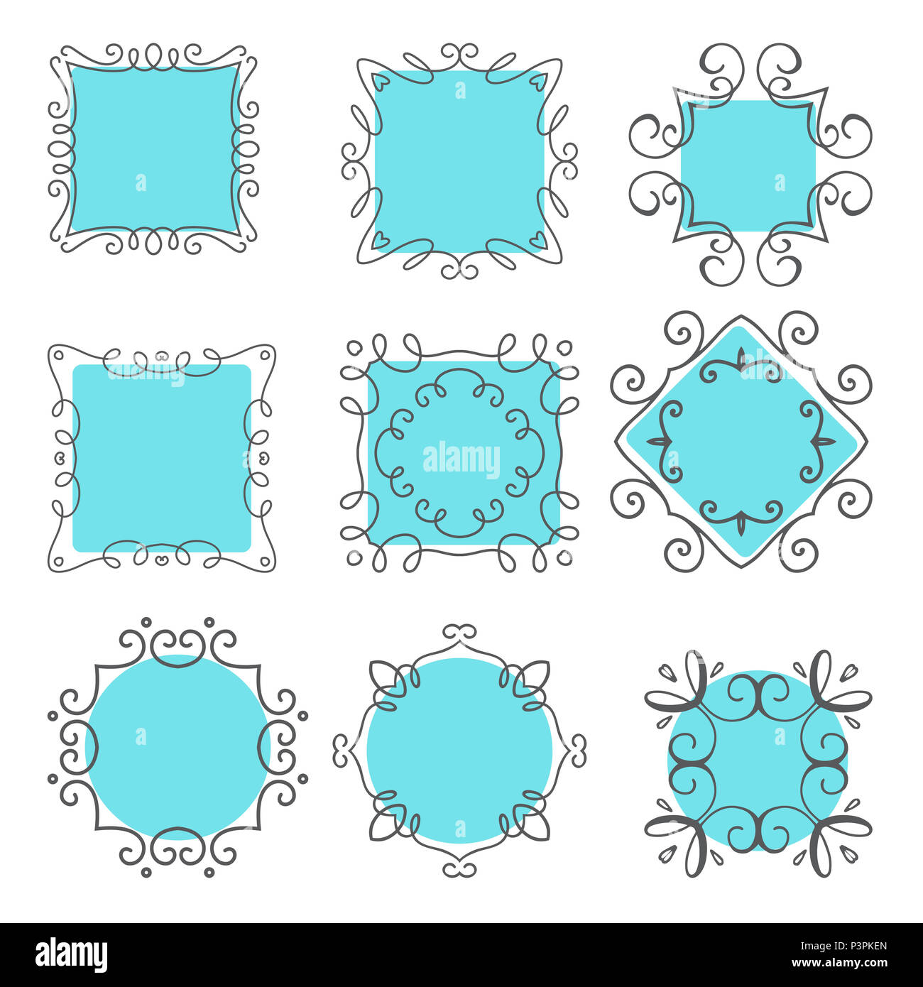 Collection hand drawn frames Cut Out Stock Images & Pictures - Alamy