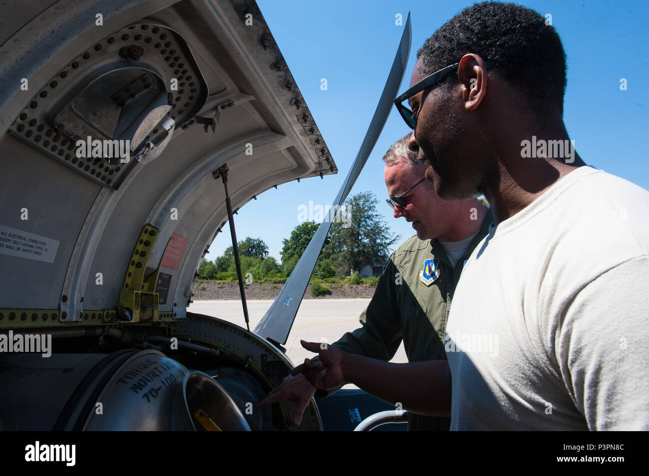 Brig. Gen. Jon T. Thomas, 86th Airlift Wing commander, inspects the ...