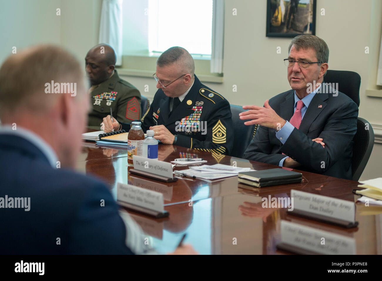 Secretary of Defense Ash Carter meets with the services' senior ...