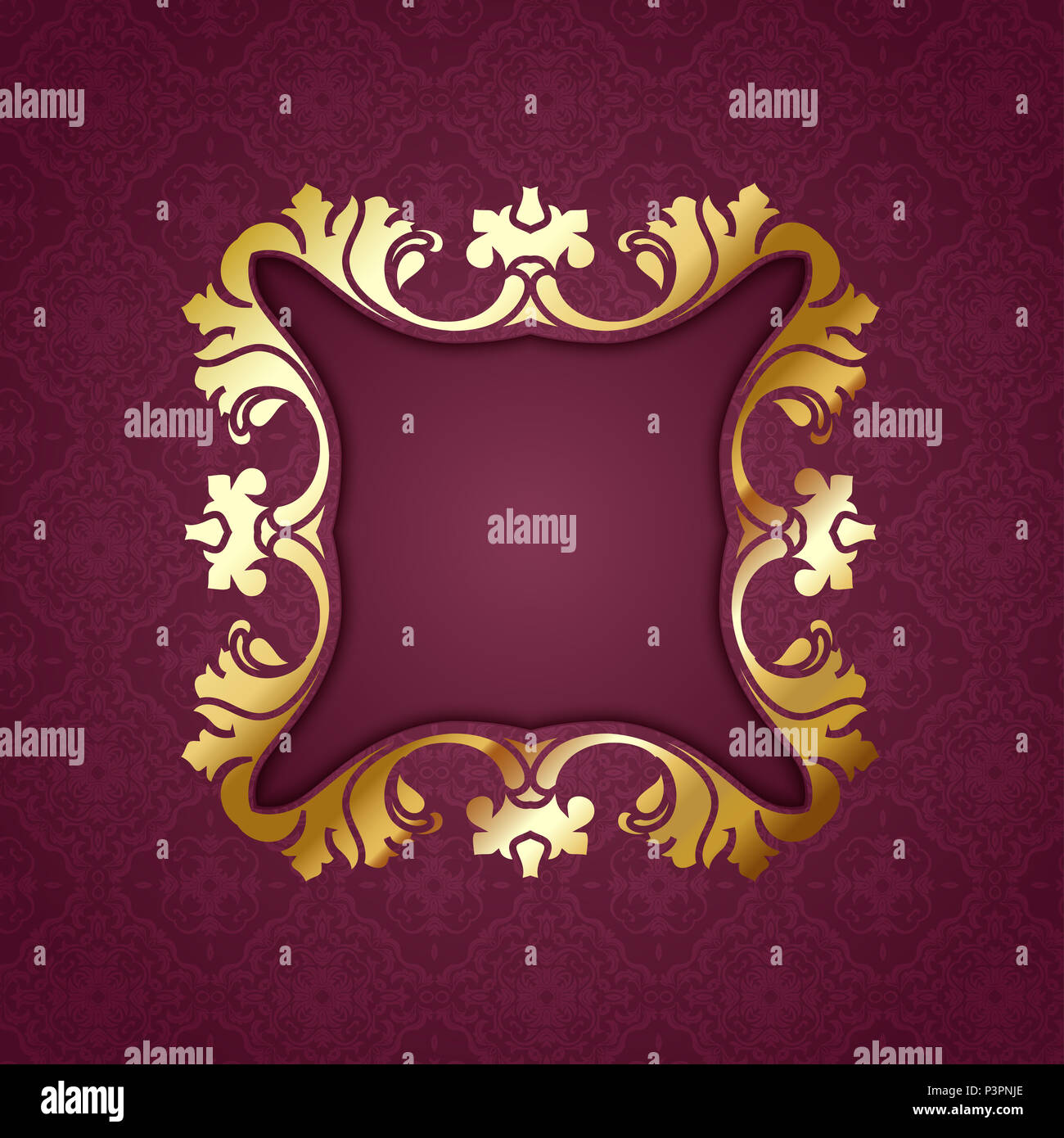 Decorative pattern background with gold frame Stock Photo - Alamy