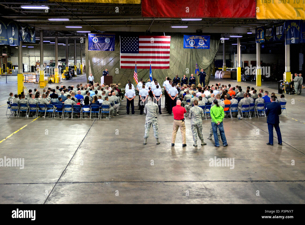 An overview shows the 60th Aerial Port Squadron Change of Command ...