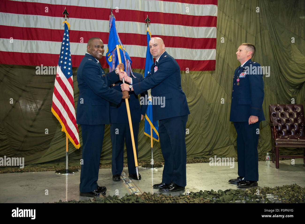 U.S. Air Force Lt. Col. Daniel Hosler, incoming commander, 60th Aerial ...