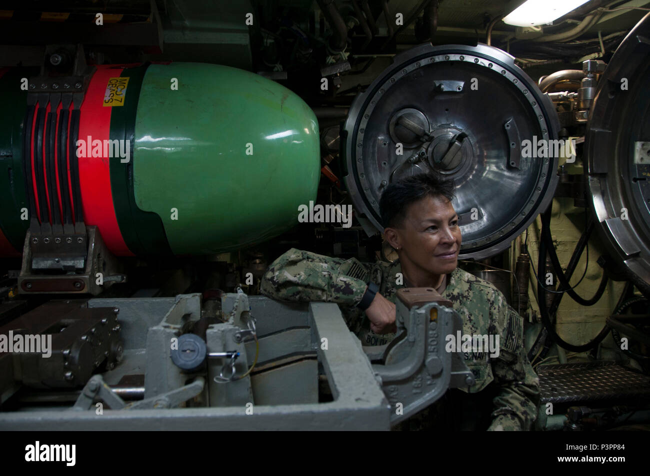 During a tour of Los Angeles-class attack submarine USS Chicago (SSN ...
