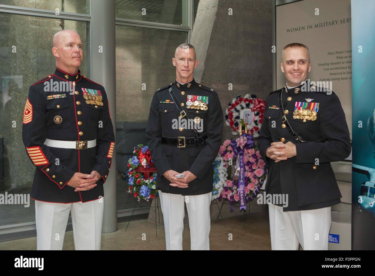 U.S. Marine Corps Sgt. Maj. Joseph Gray, left, sergeant major, Marine ...