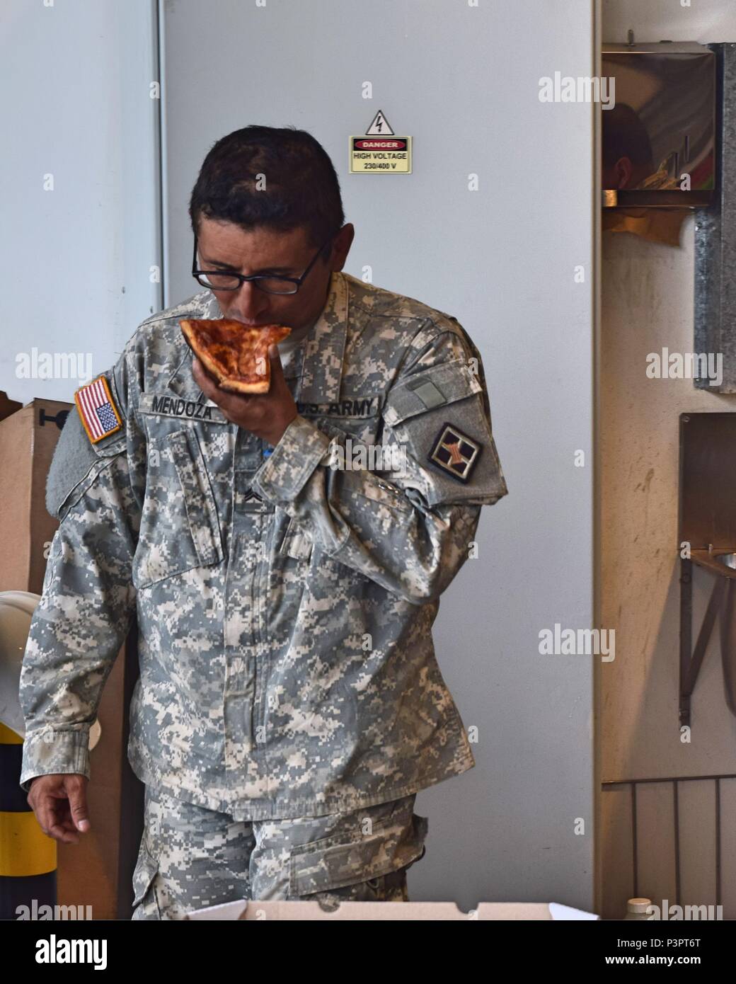 U.S. Army Reserve soldier Sgt. Mendoza of the 766th Engineer Company ...